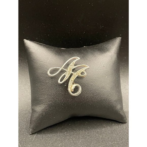 unknown | Jewelry | Vintage Silver Tone Letter M Rhinestone Studded ...